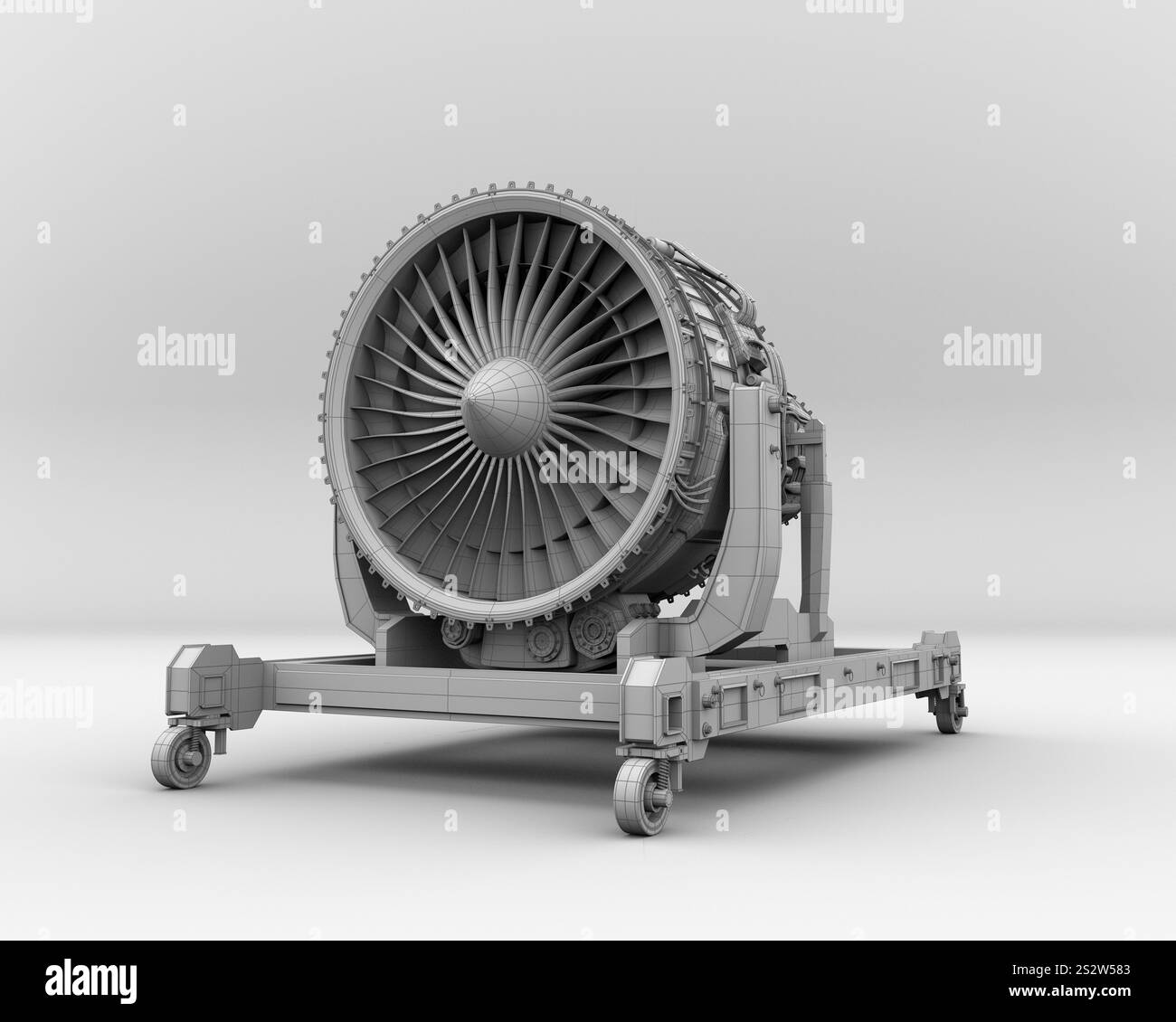 Composite clay rendering image of an aircraft jet engine and digital ...