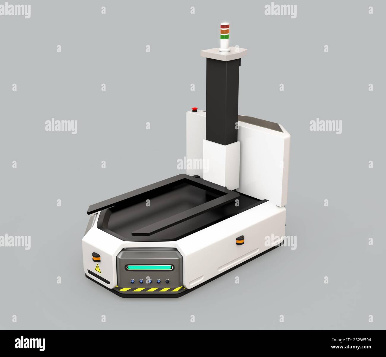 AGV with forklift truck on grey background; smart factory concept Stock ...