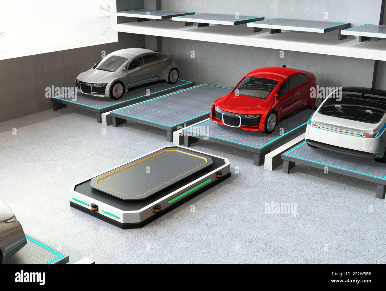 Image of an automated guided vehicle transport robot AGV preparing a ...