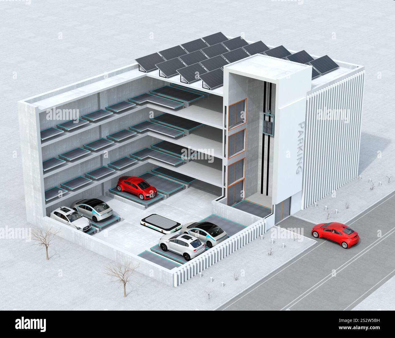 Concept image of a fully automated parking system that allows ...
