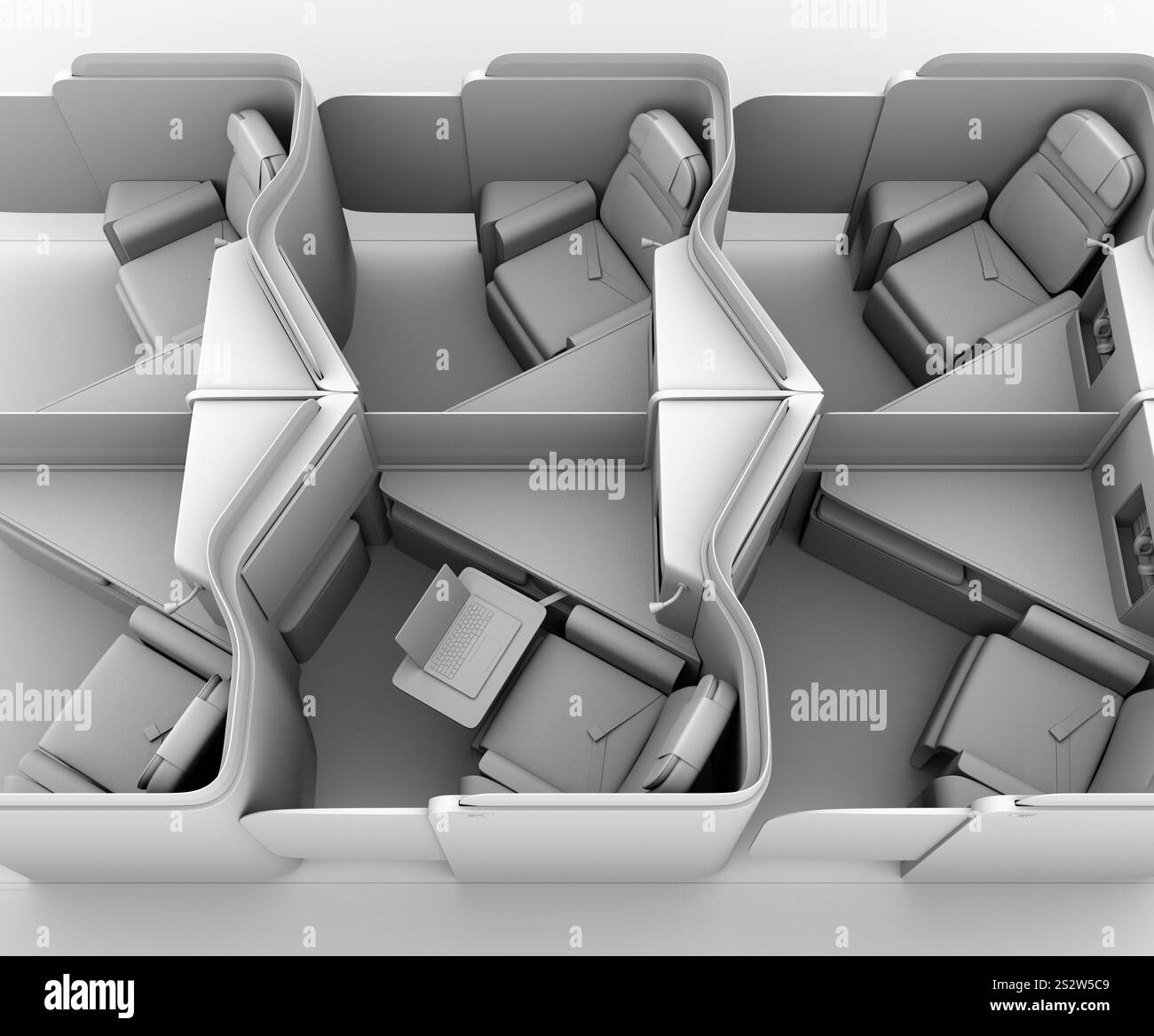 Clay rendering image of the layout of a private Business Class Suite ...
