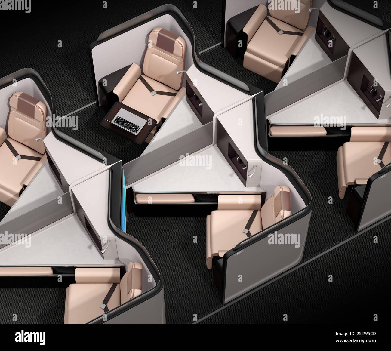 Conceptual image of the layout of a private room-type business class ...