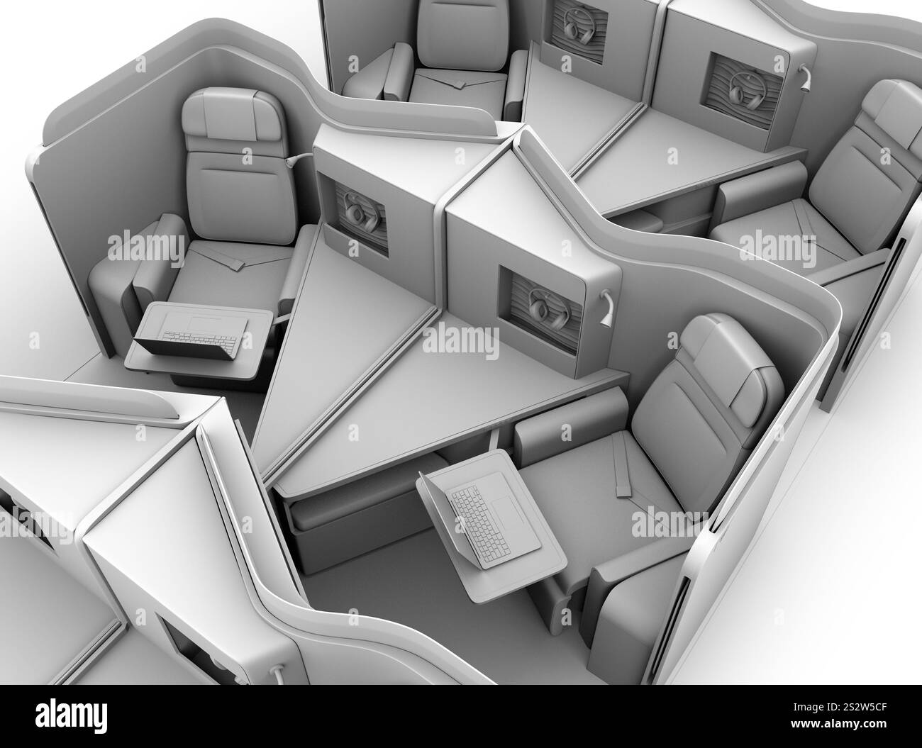 Clay rendering image of the layout of a private Business Class Suite ...