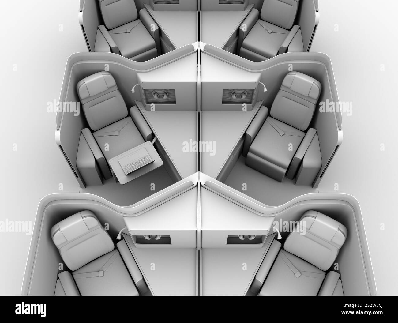 Clay rendering image of the layout of a private Business Class Suite ...