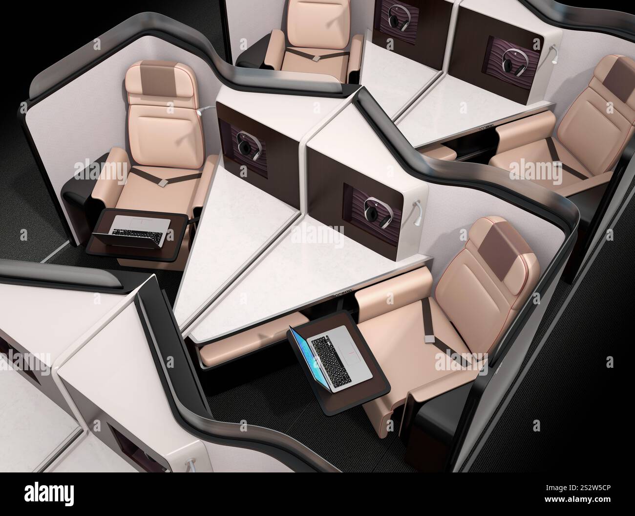 Conceptual image of the layout of a private room-type business class ...