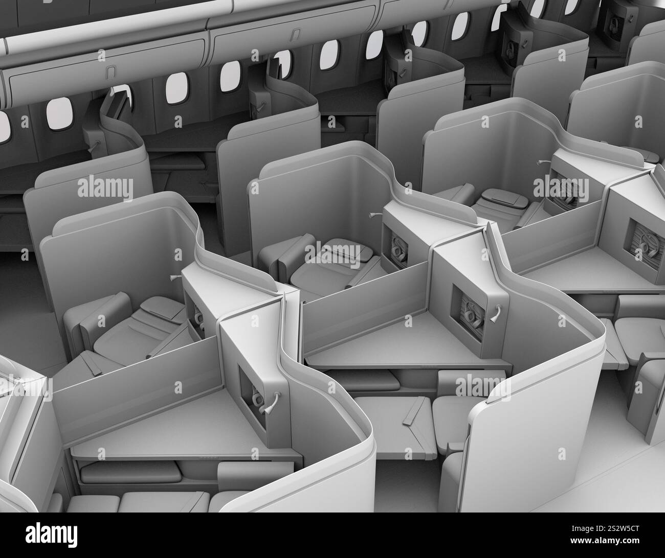 Clay rendering image of the layout of a private Business Class Suite ...