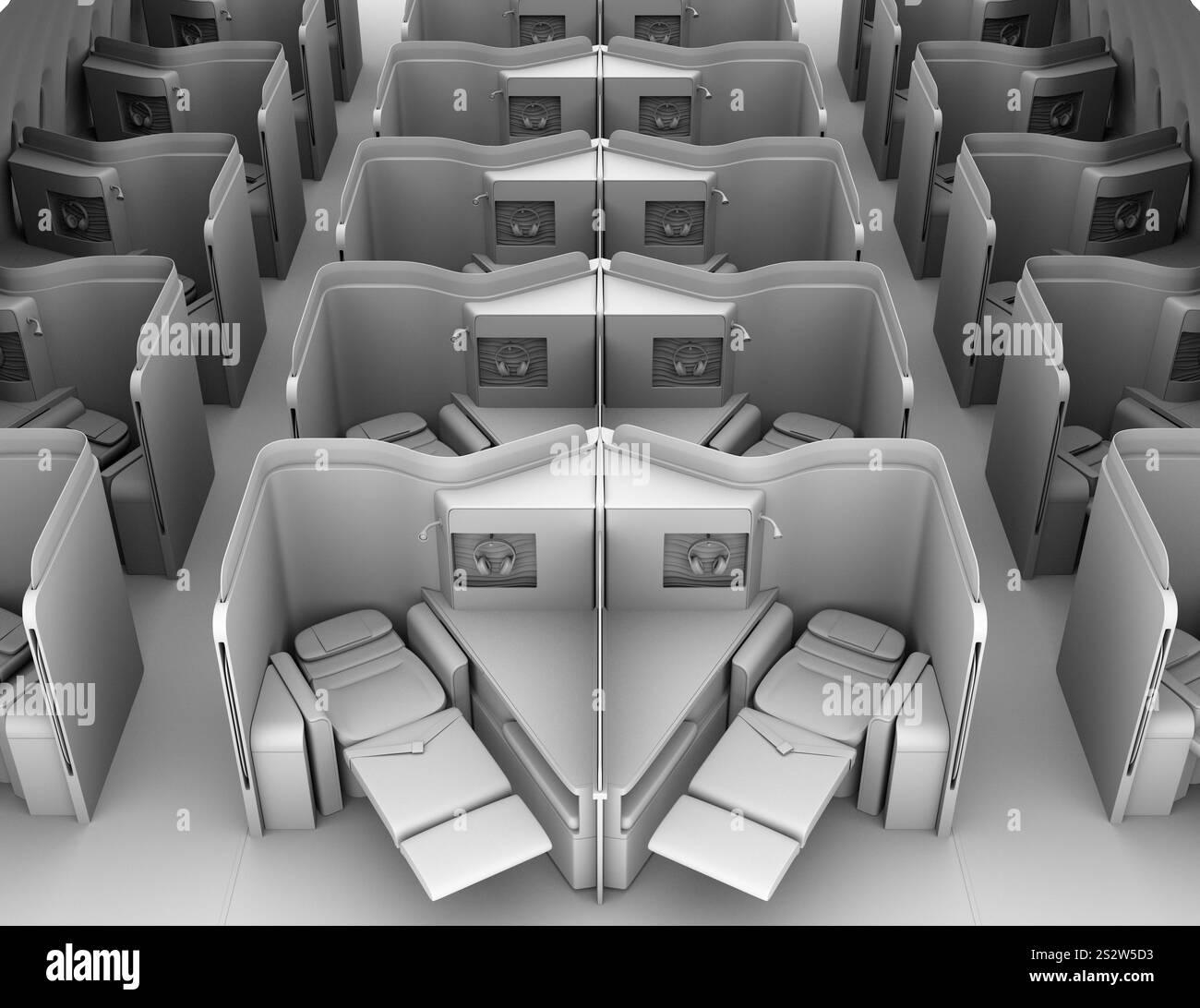 Clay rendering image of the layout of a private Business Class Suite ...
