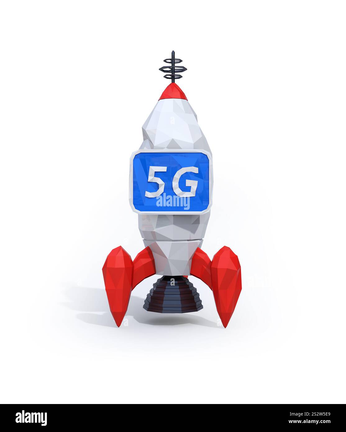 Low-polygon rocket with monitor displaying ‘5G’ 5G concept Stock Photo ...