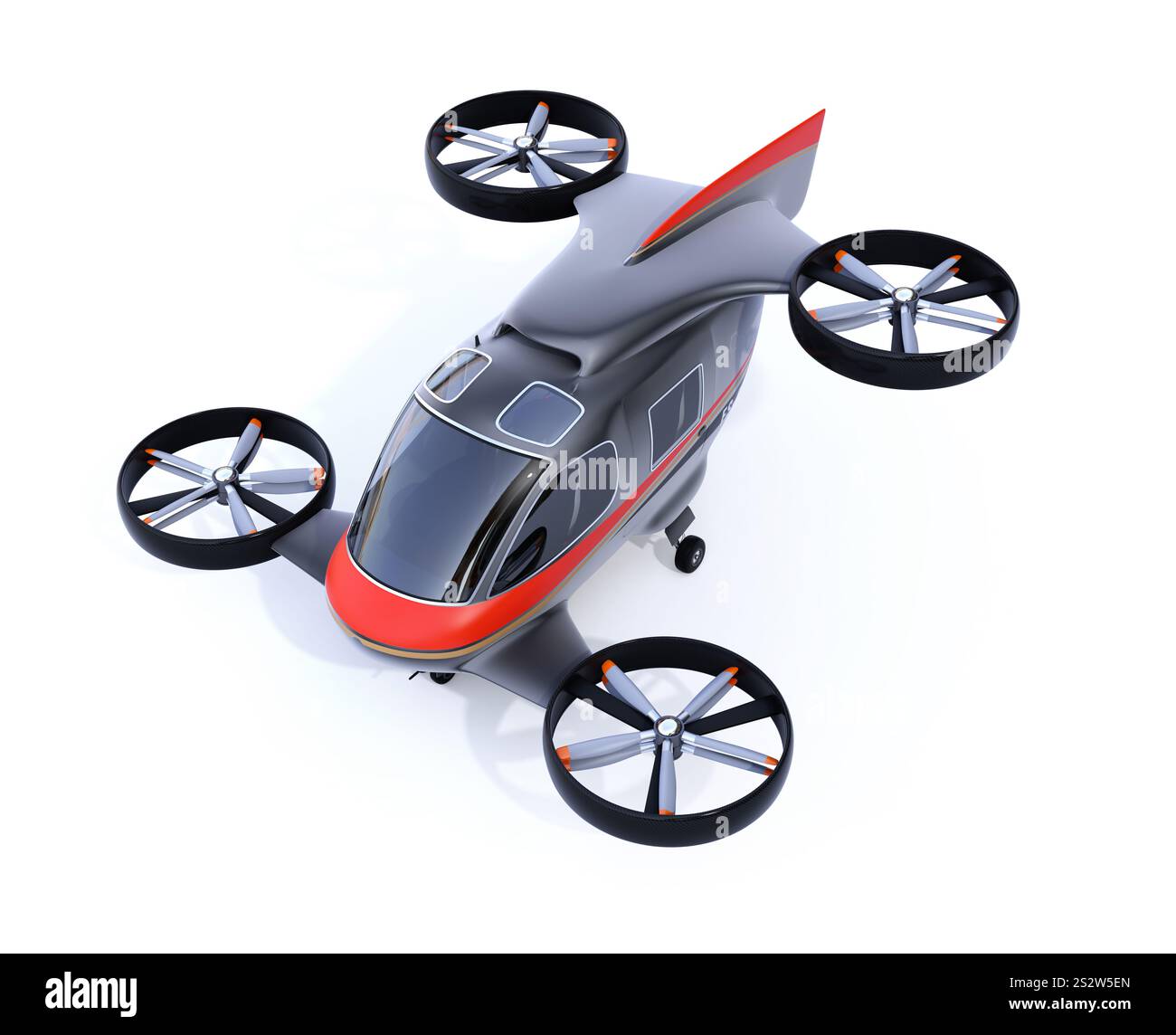 Image of an automated passenger drone on a white background. Flying car ...