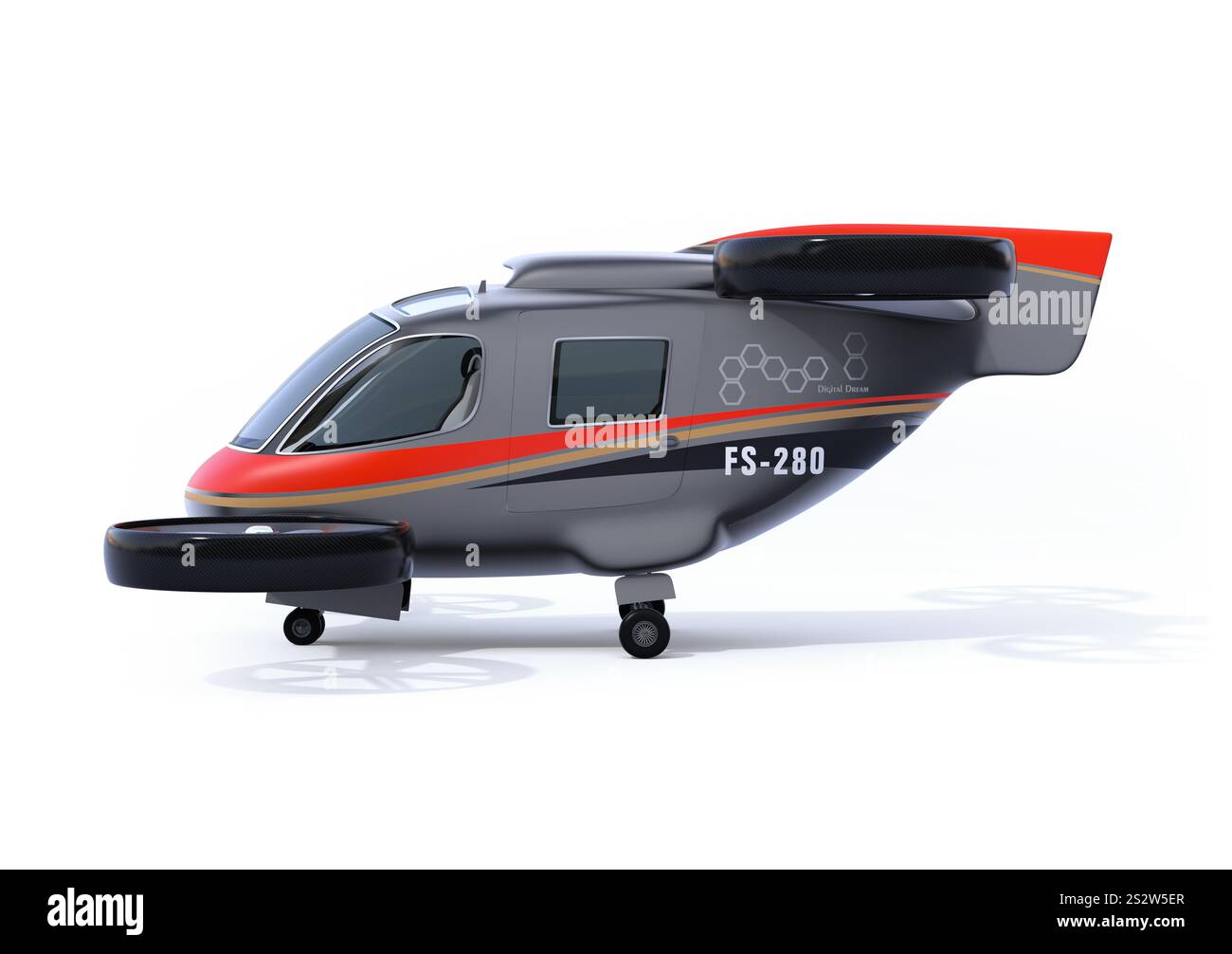 Image of an automated passenger drone on a white background. Flying car ...