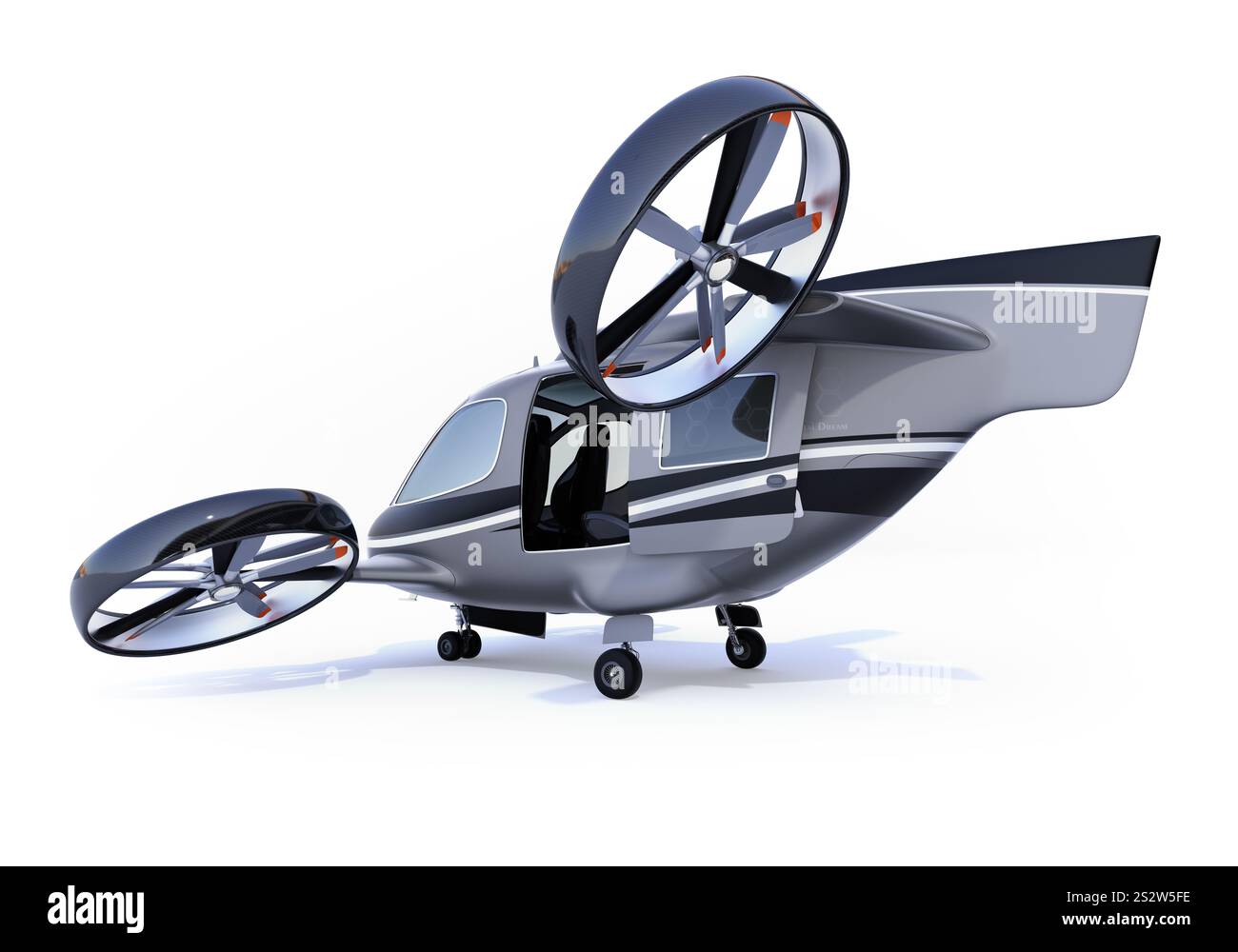 Image of an automated passenger drone on a white background. Flying car ...