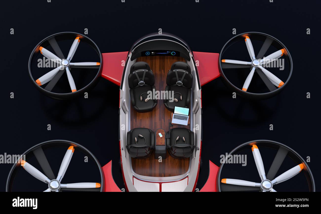 Cutaway model image of an automated drone on black background. Flying ...