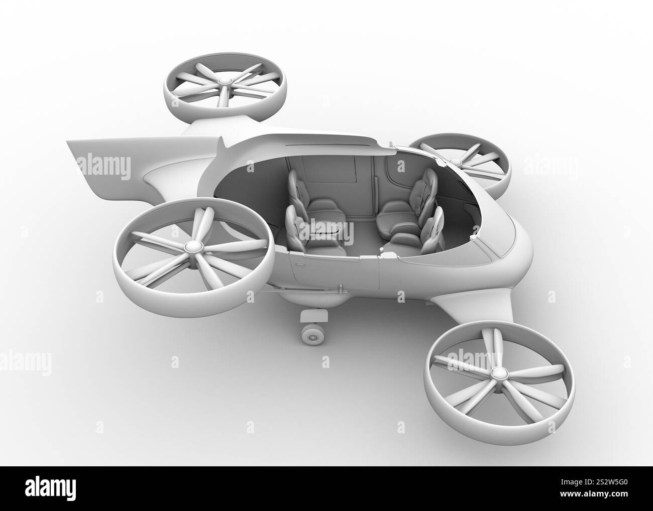 Clay-rendered image of a cutaway model of an automated drone's airframe ...