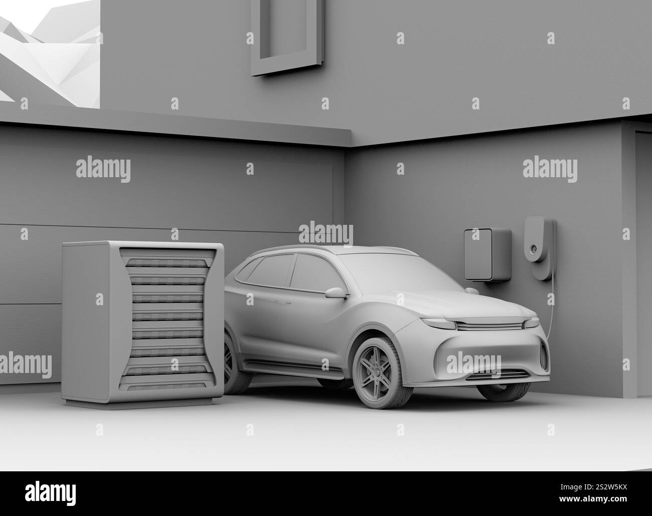 Image of a clay rendering of an EV used battery re-use reuse system ...