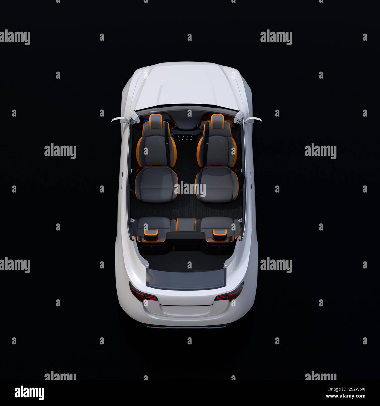Cutaway model of an electric SUV. Image of the front row seats rotated ...