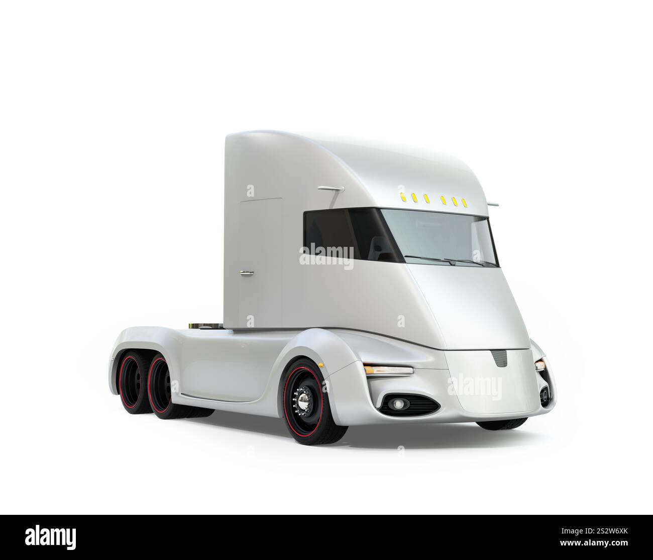 Image of a silver-coloured automated electric semi-truck Stock Photo ...