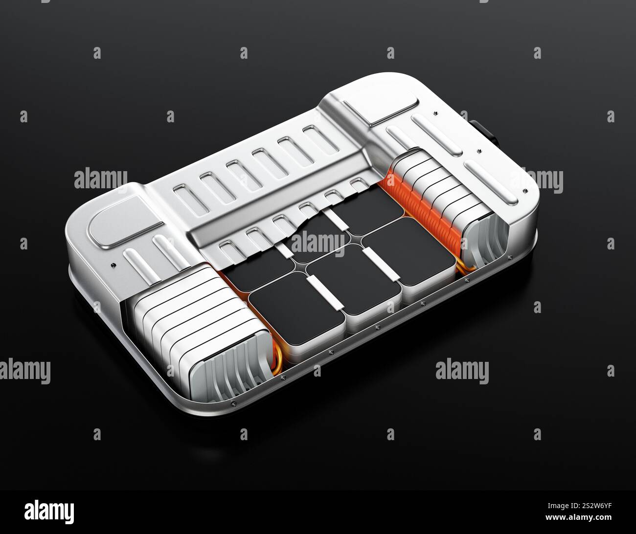 Clay rendered image of an electric SUV changing batteries at a battery ...