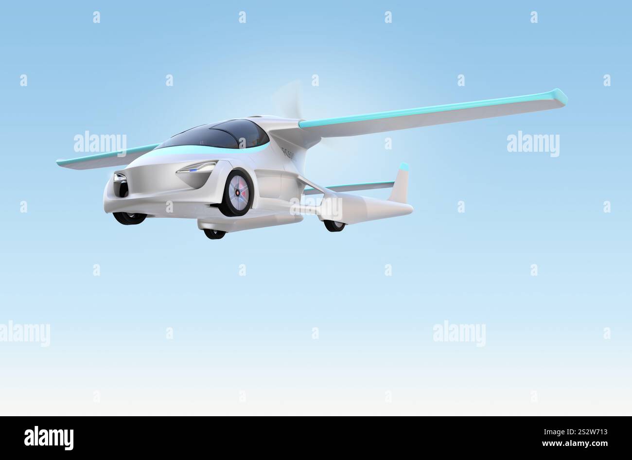 Concept image of a flying car (flying car) in the sky Stock Photo - Alamy