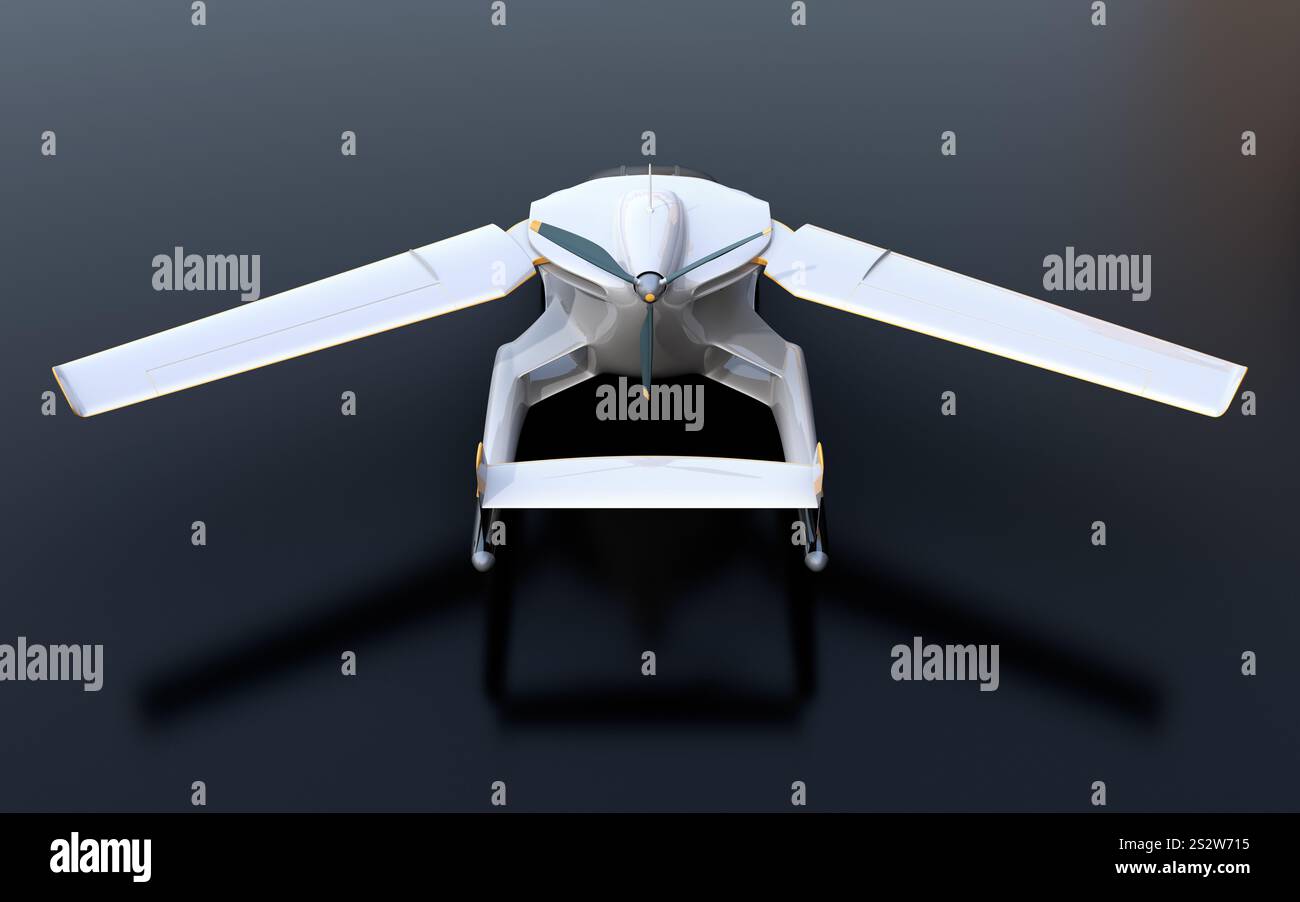 Concept image of a flying car (flying car) with black background Stock ...
