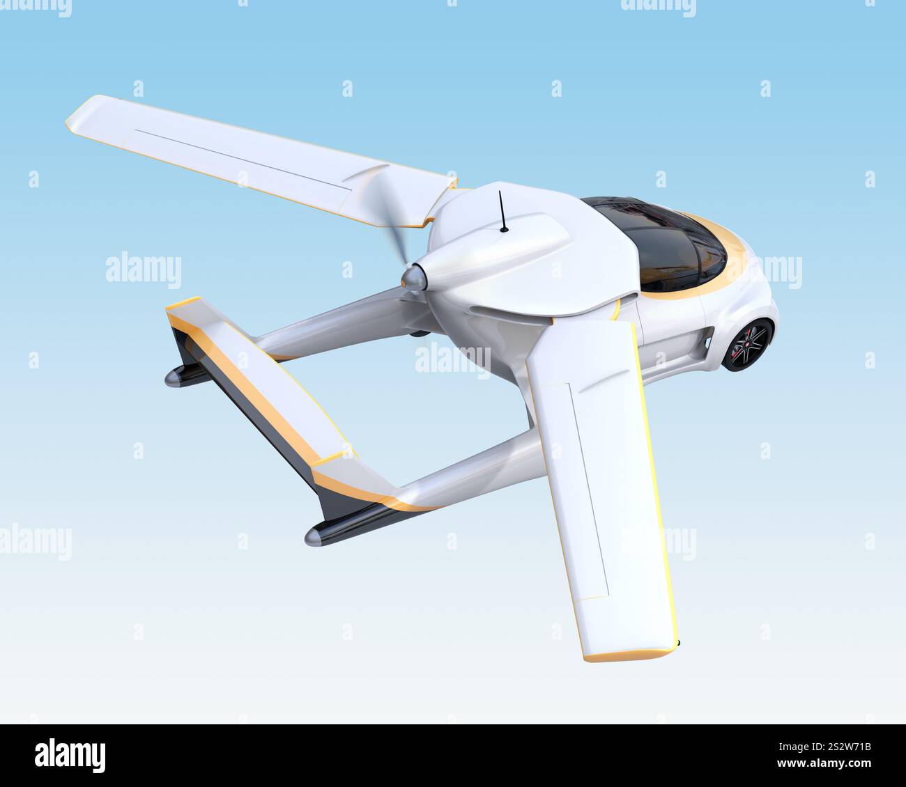 Concept image of a flying car (flying car) in the sky Stock Photo - Alamy