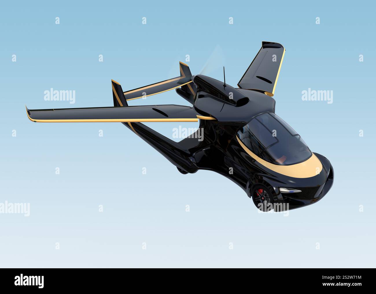 Concept image of a flying car (flying car) in the sky Stock Photo - Alamy