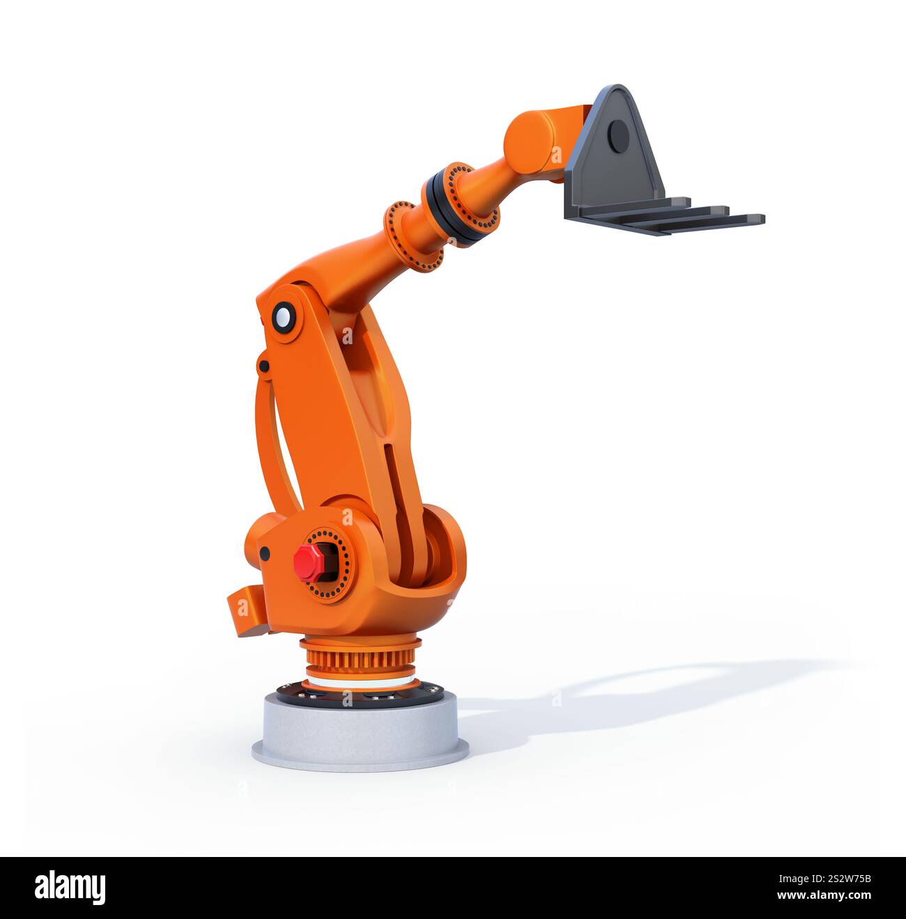 Image of large industrial robot in orange on white background Stock ...