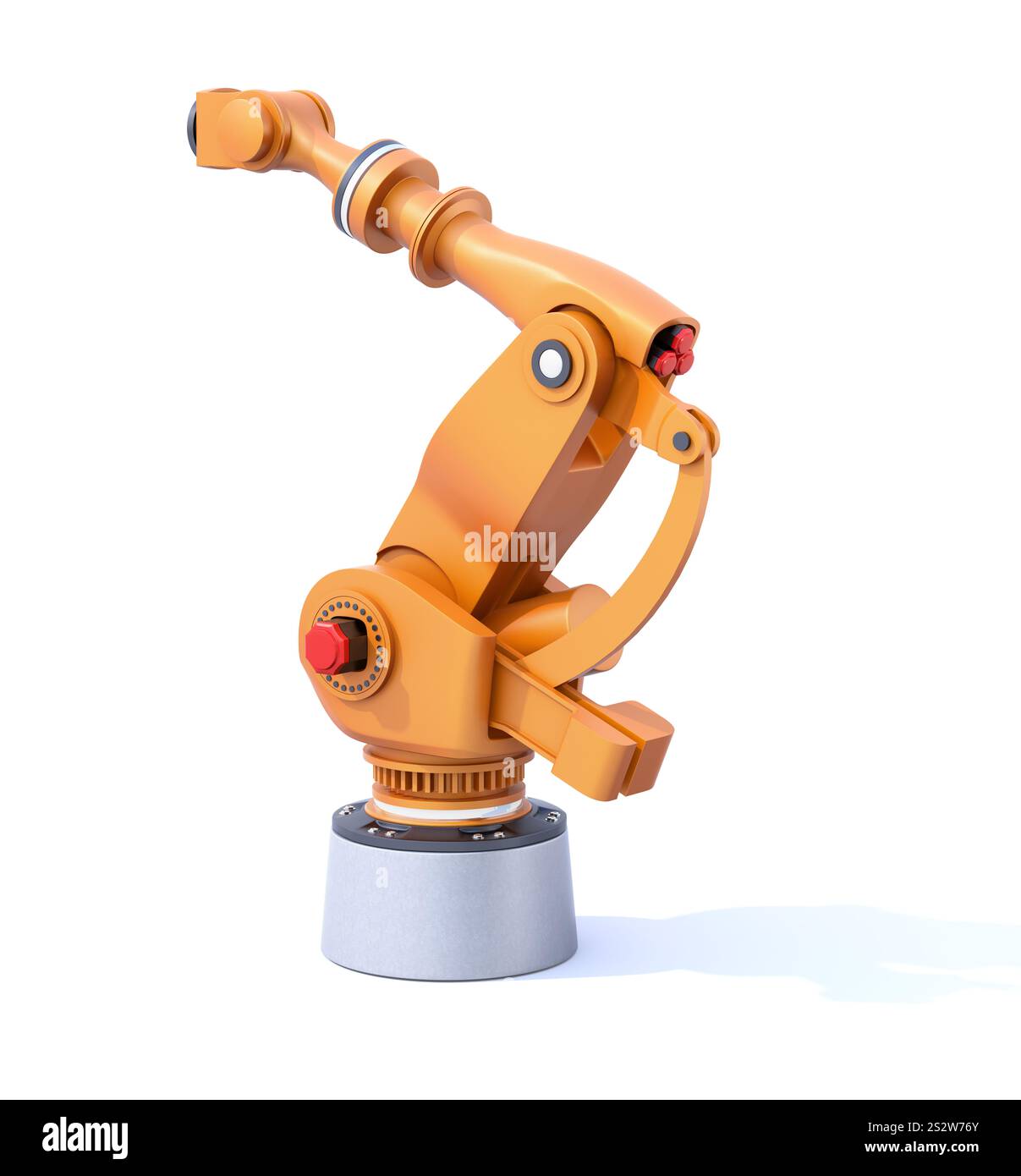Image of large industrial robot in orange on white background Stock ...