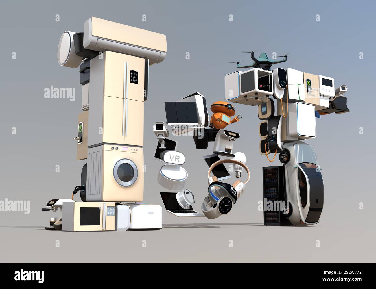 IoT character represented by smart home appliances and electric ...