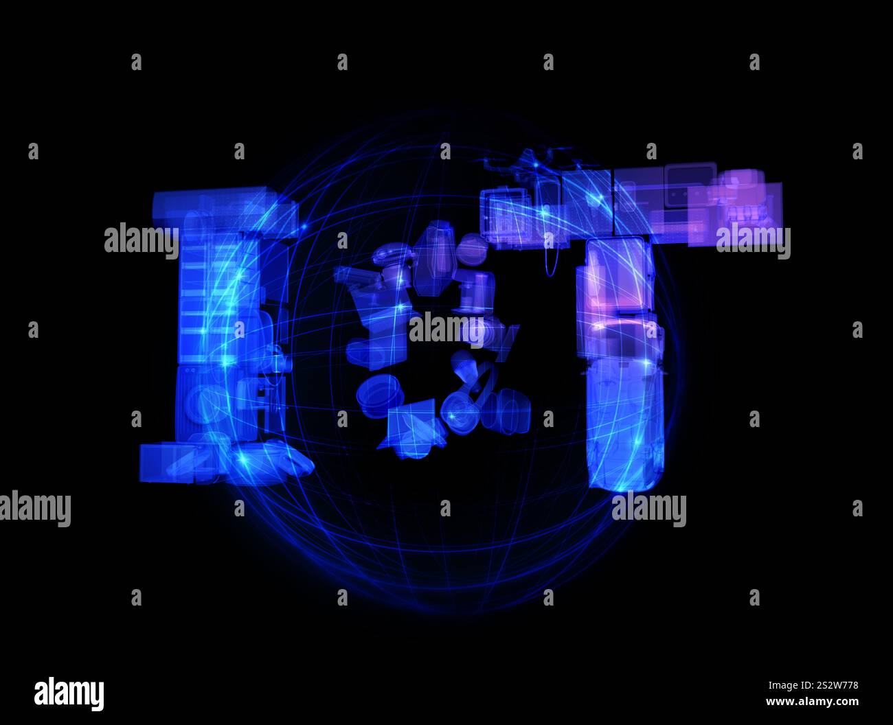IoT letters rendered with smart appliances and EVs using X-ray-style ...