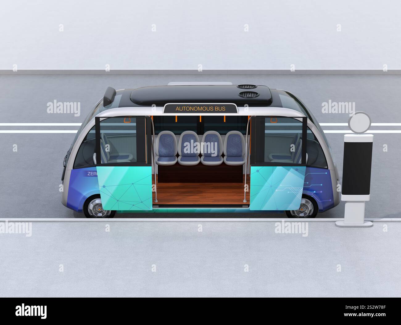 Image of an automated bus. Concept of multiple vehicle types that can ...
