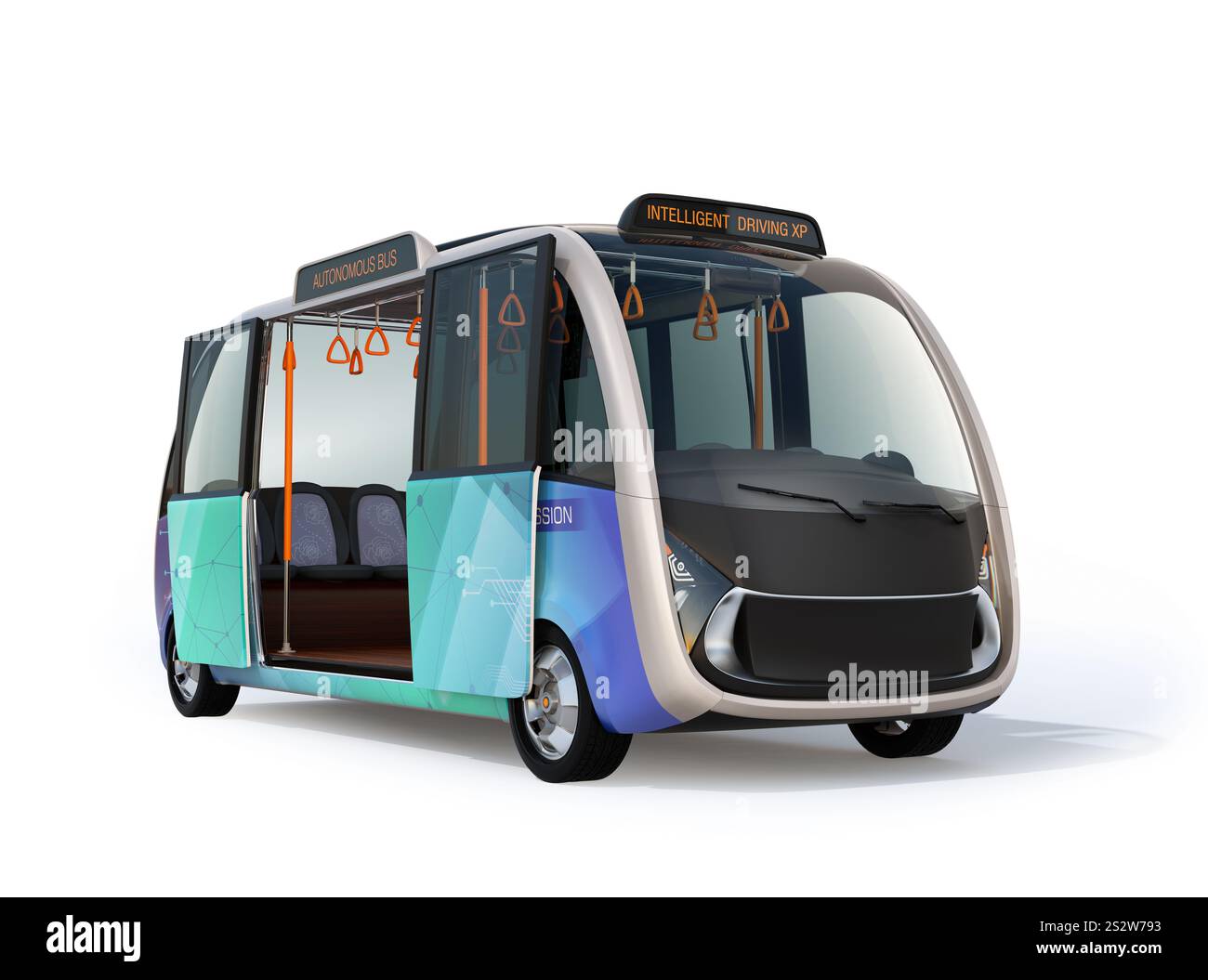 Image of an automated shuttle bus. Original design Stock Photo - Alamy