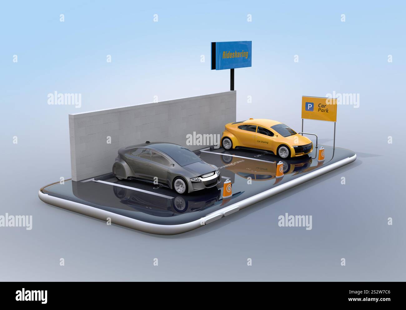 Image of a dedicated car-sharing parking lot on a smartphone Stock ...