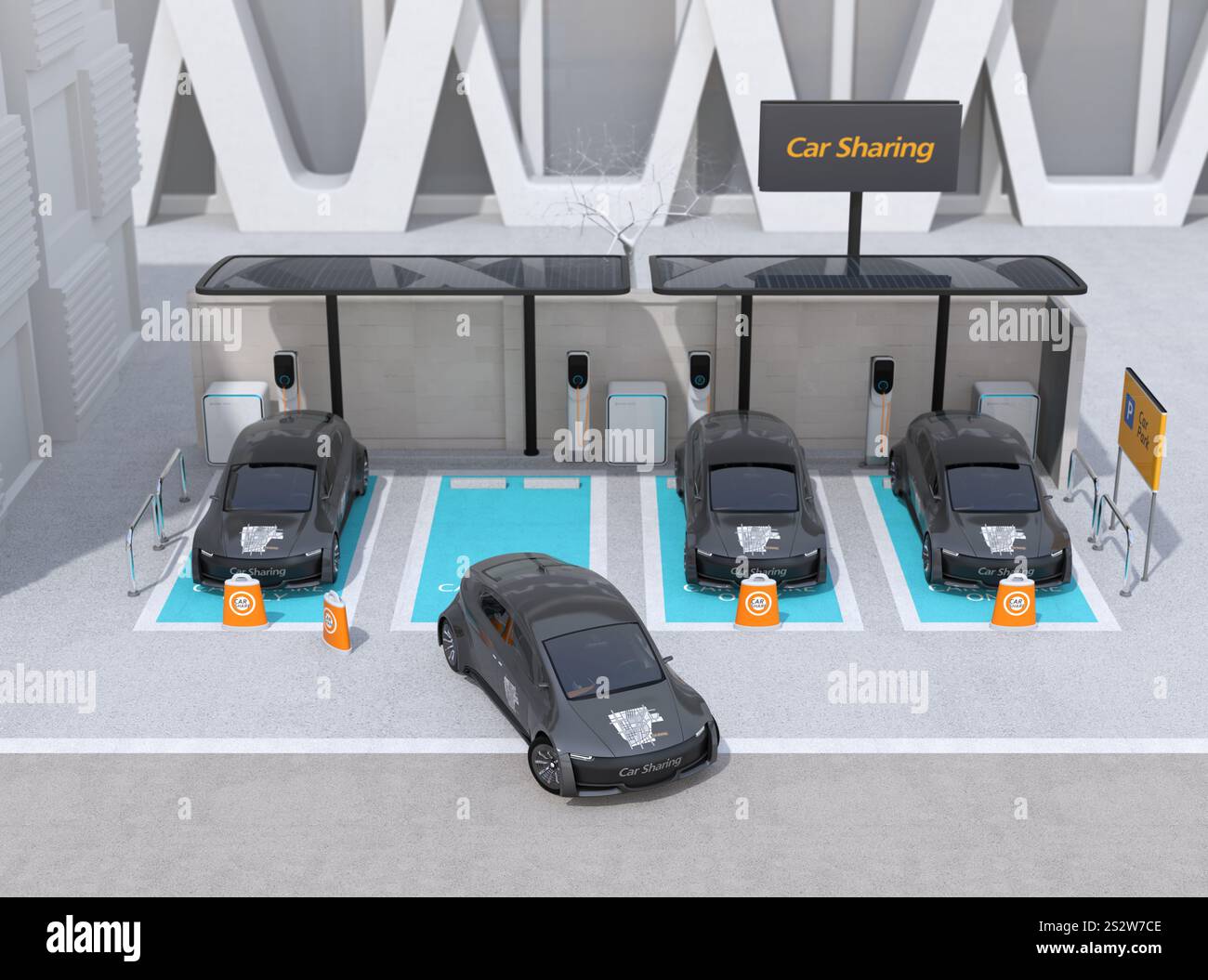 Image of an electric vehicle charging in a dedicated car-sharing parking space Stock Photo - Alamy