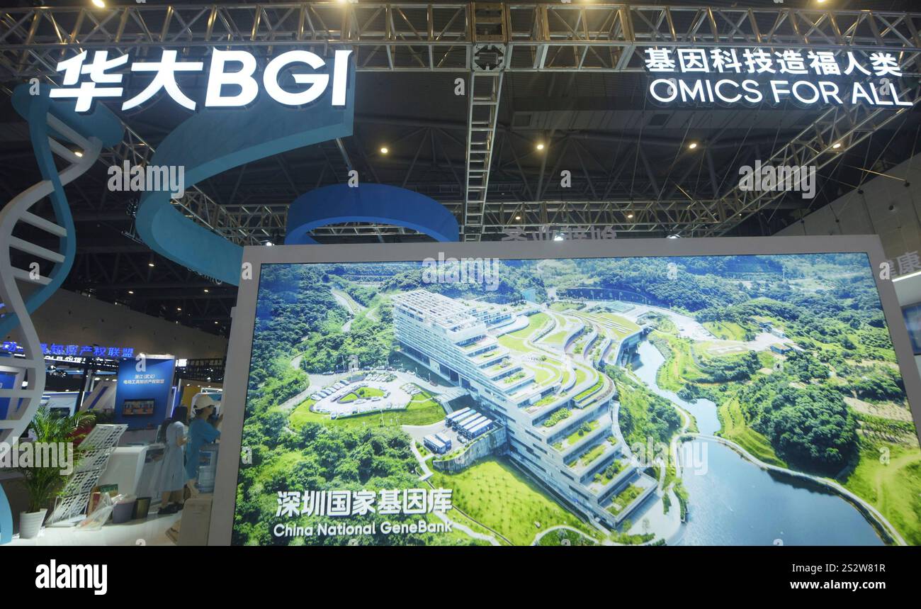 A view of the booth of BGI during a trade show in Hangzhou in east ...