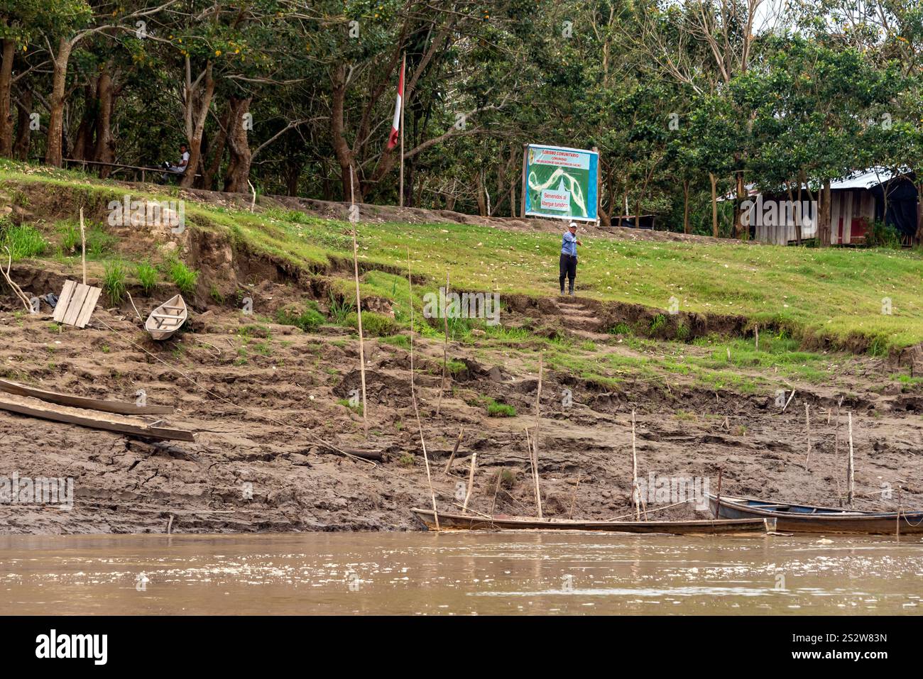 San Antonio del Cacao dock, frontier and port. Frontier between Colombia and Perú. Amazonas ...