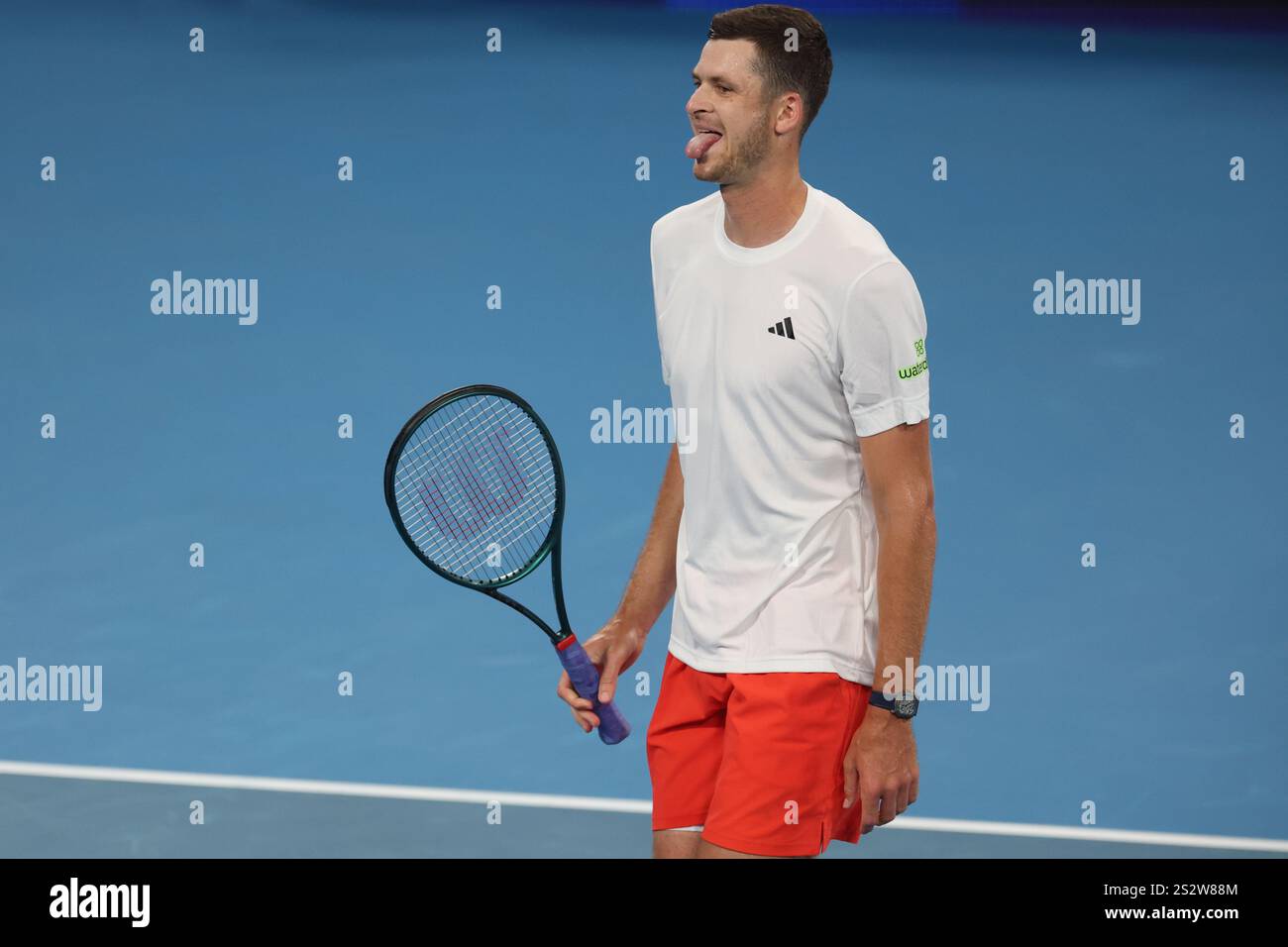 Sydney, Australia. 02nd Jan, 2025. Hubert Hurkacz of Team Poland reacts ...