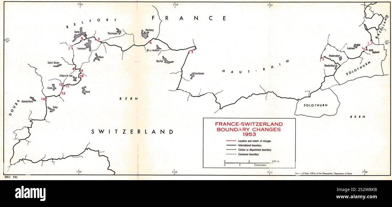 France-Switzerland border map 2 Stock Photo - Alamy