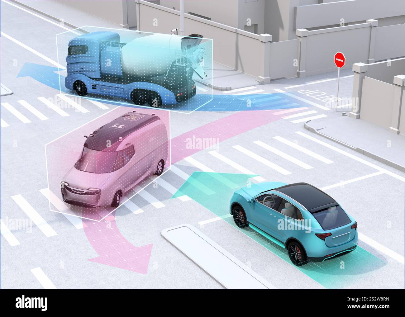 Vehicles going to and from an intersection use inter-vehicle ...
