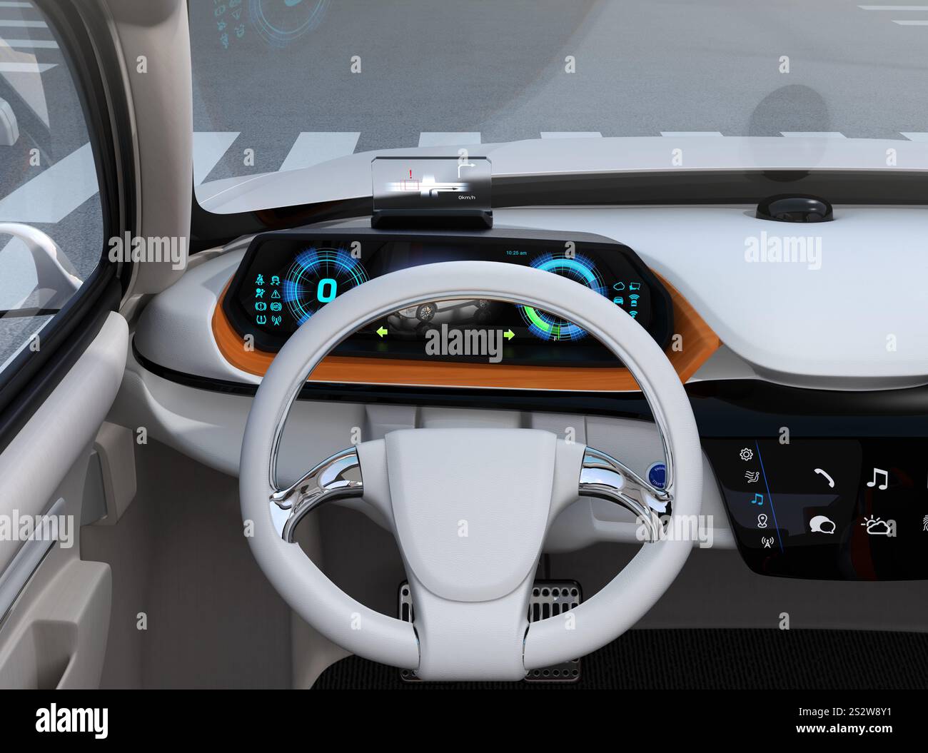 Image of the dashboard of an electric SUV with a heads-up display Stock ...