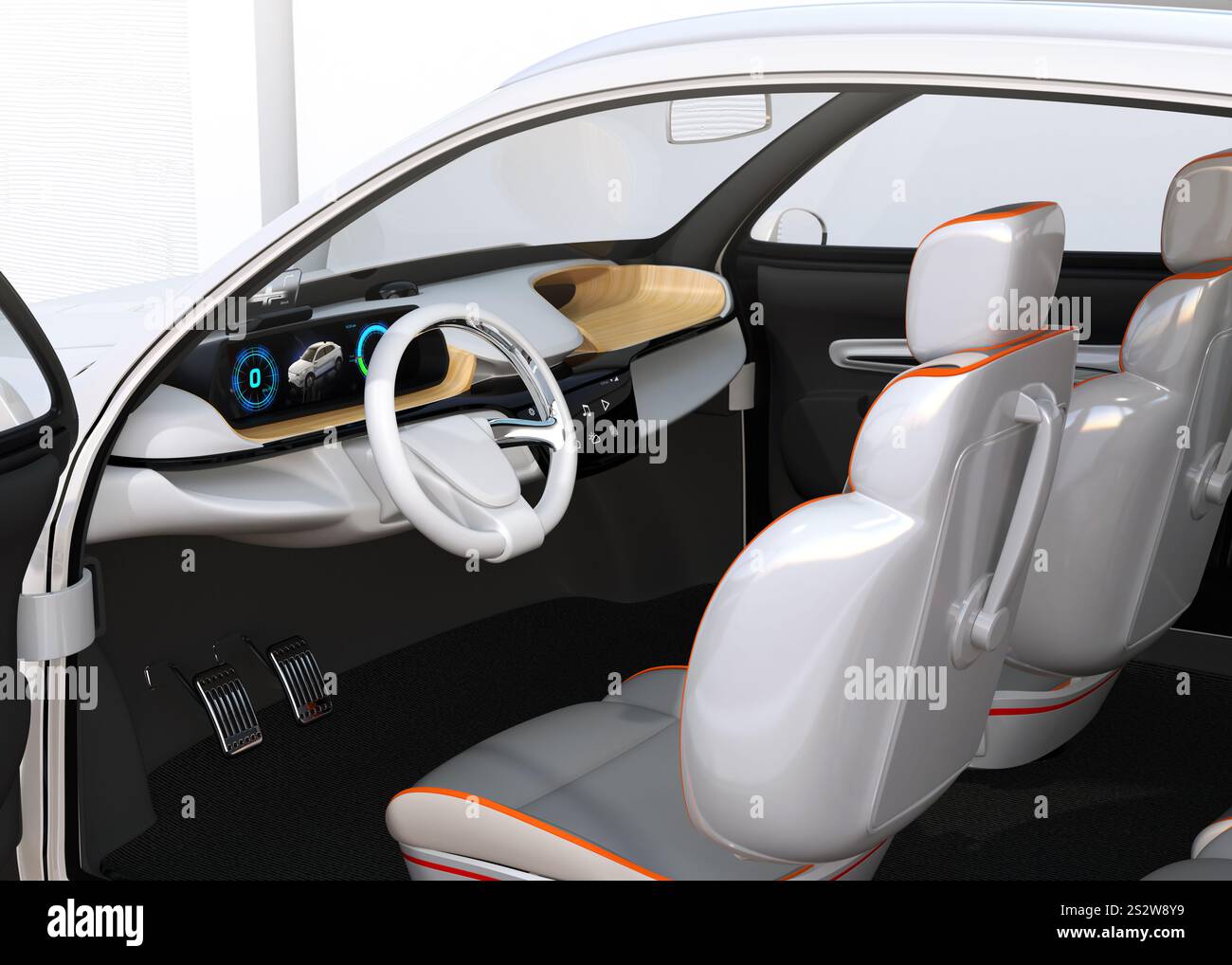 Image of the dashboard of an electric SUV with a heads-up display Stock ...