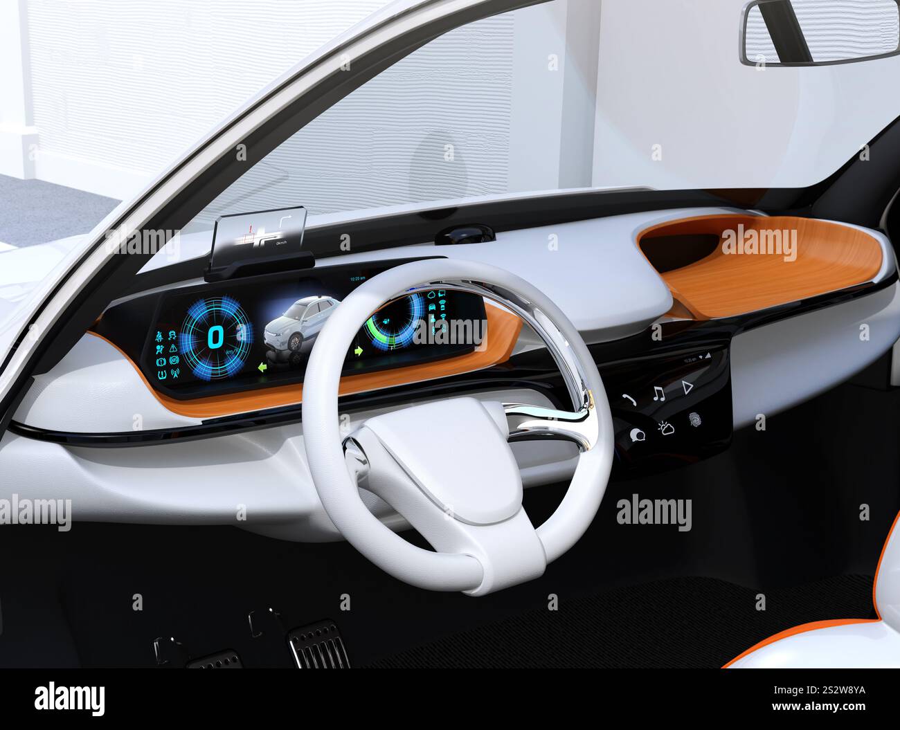 Image of the dashboard of an electric SUV with a heads-up display Stock ...