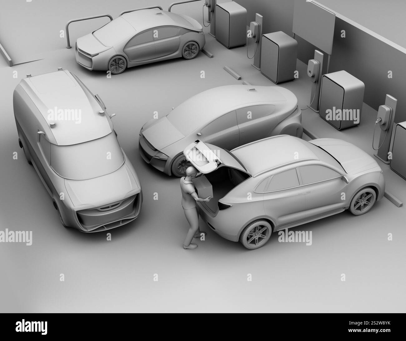 Clay shading image of in-car delivery service Stock Photo - Alamy