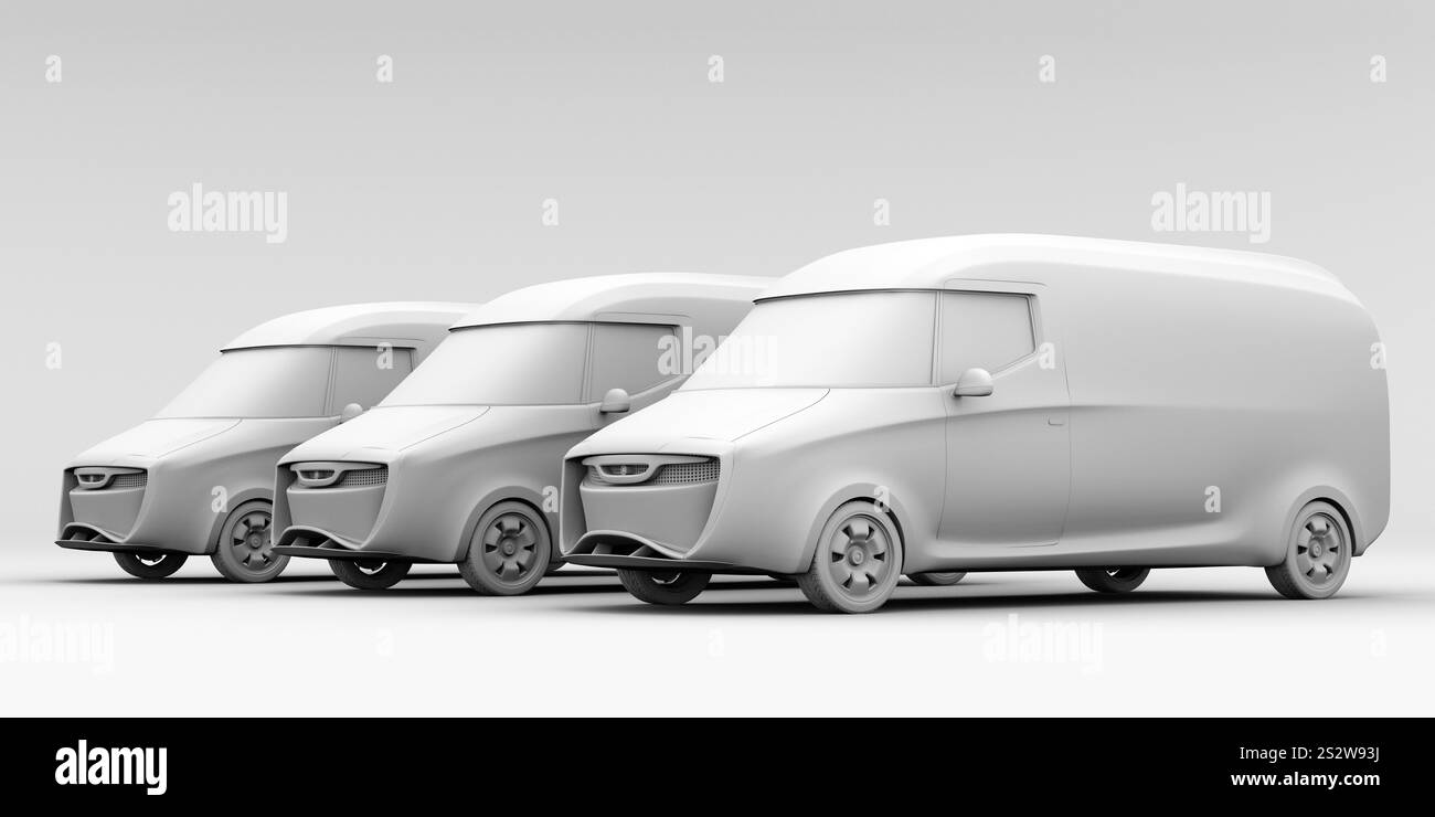 Clay rendering image of electric delivery minivan Stock Photo - Alamy