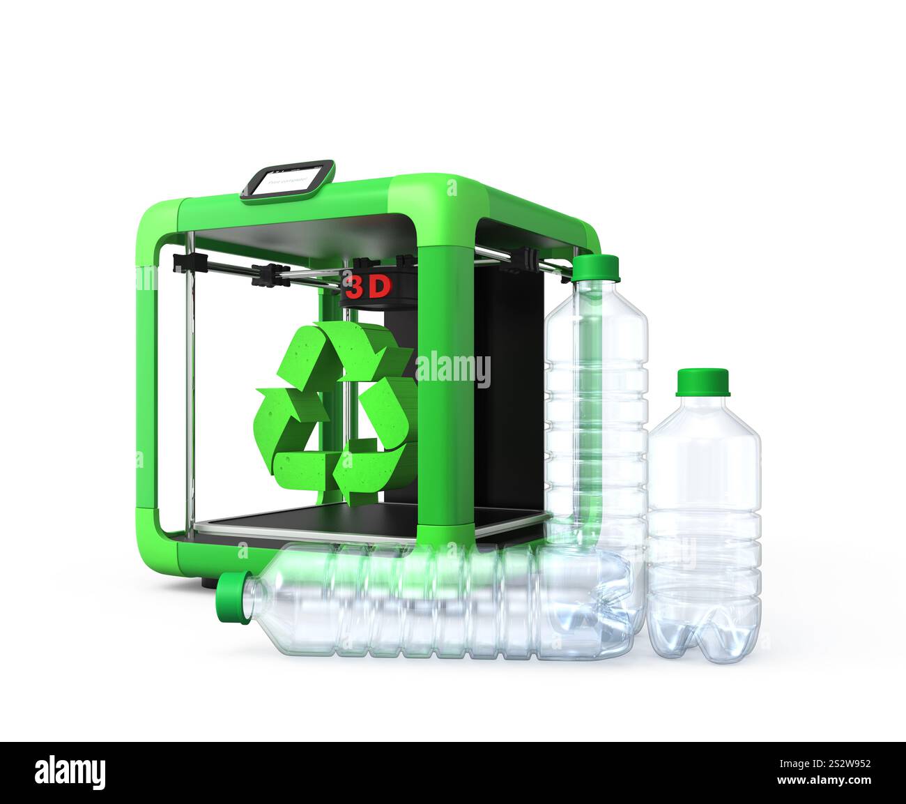 3D printer and plastic bottle, recycling mark Stock Photo - Alamy