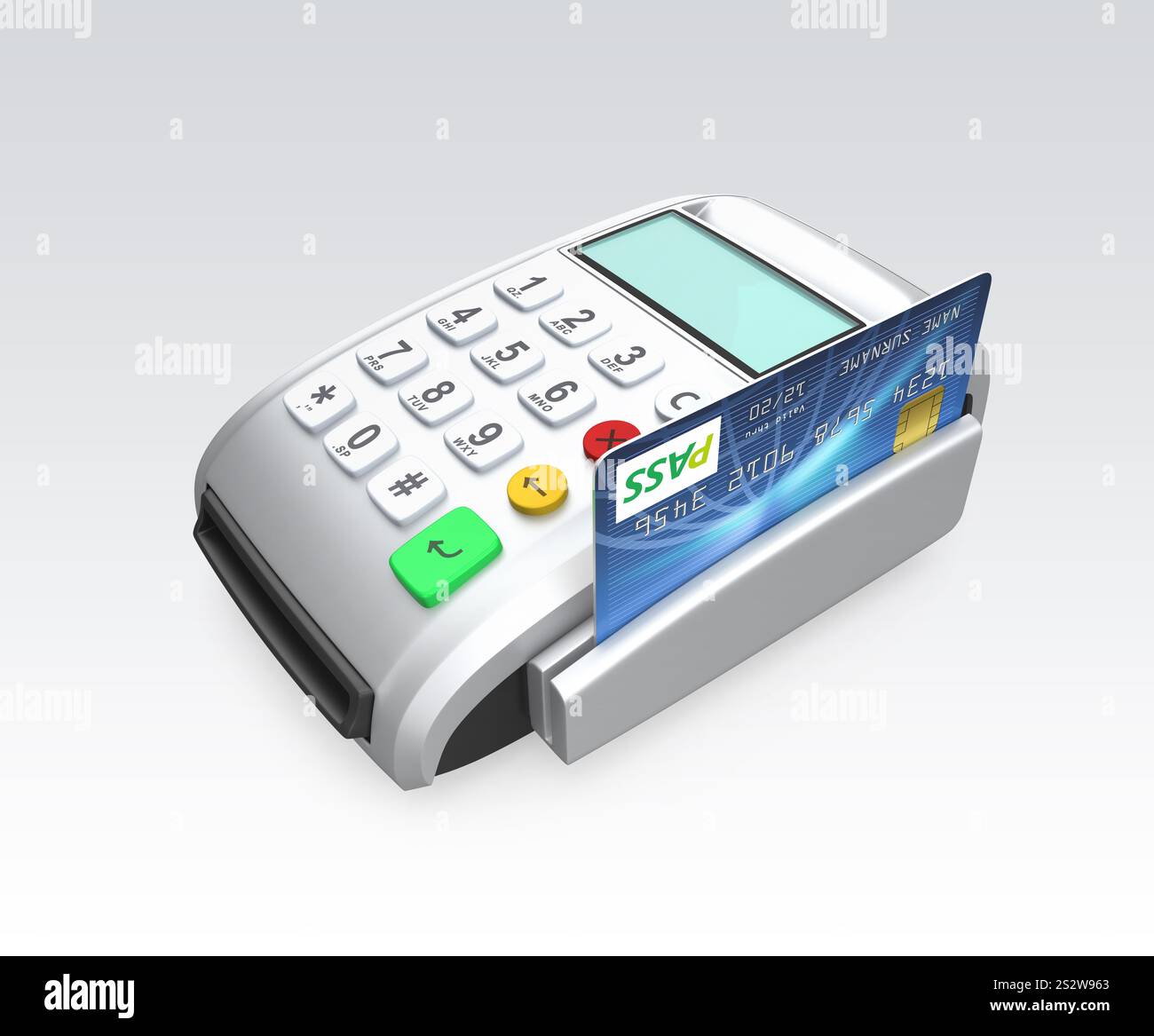 Scanning a card at a credit card payment terminal Stock Photo - Alamy