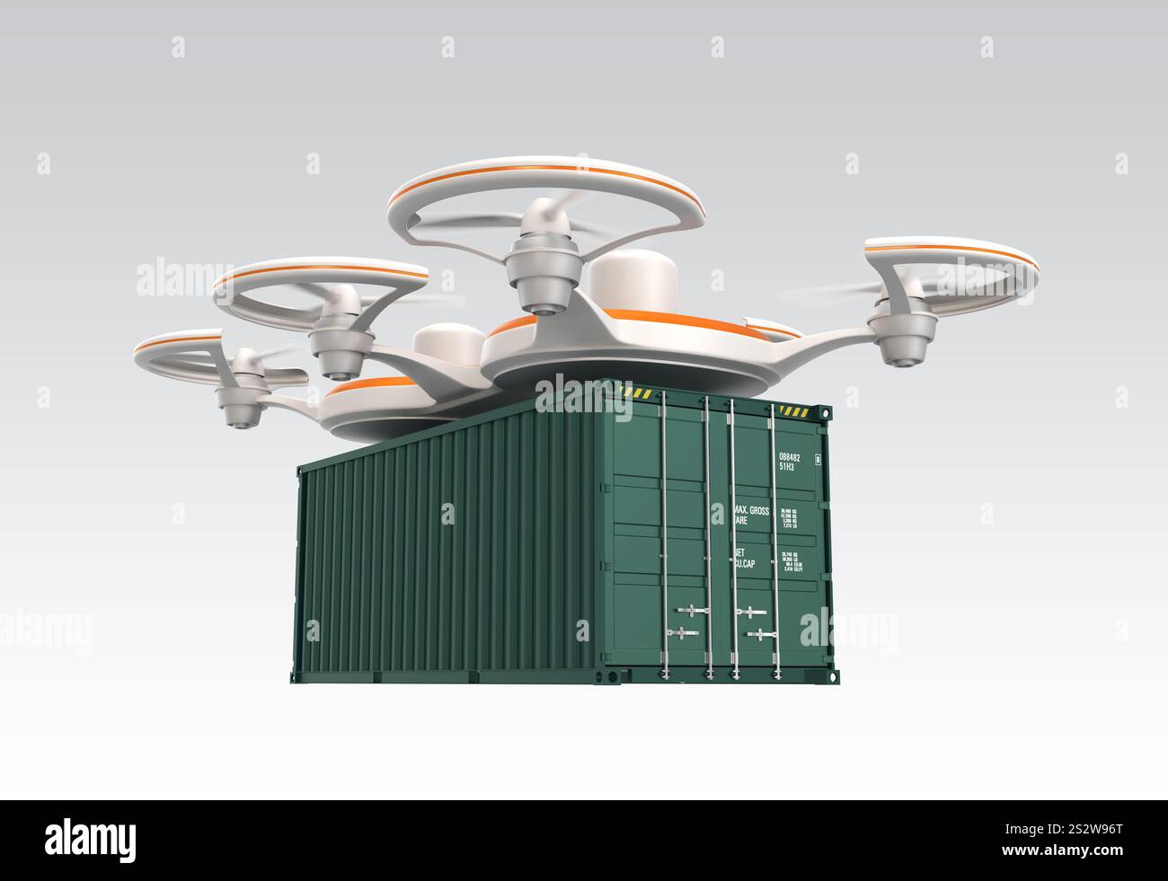 Autonomous flying drones carry containers Stock Photo - Alamy