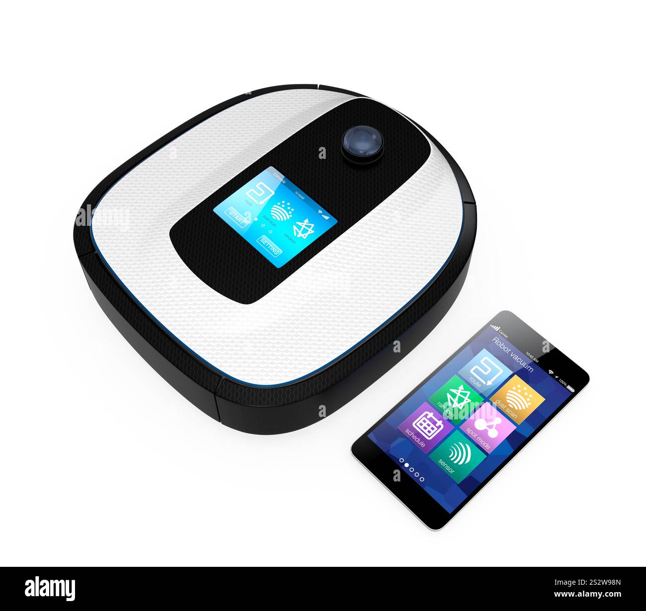 Controlling a cleaning robot with a smartphone Stock Photo - Alamy