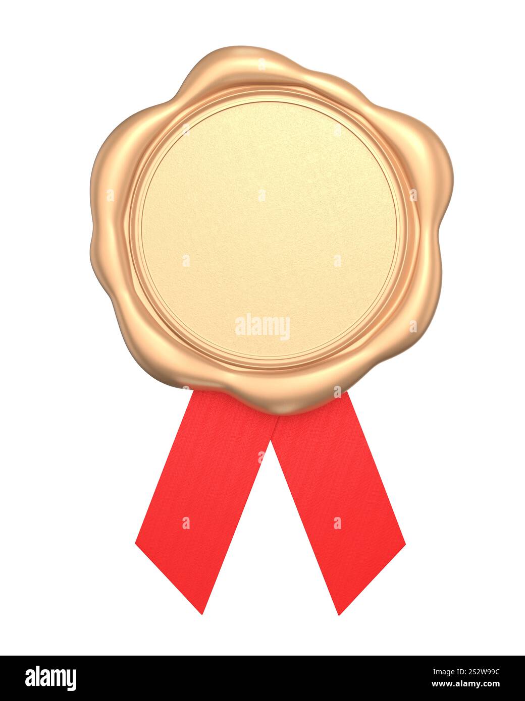 Gold wax seal with red ribbon Stock Photo - Alamy