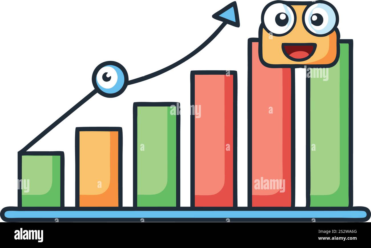 Colorful growth chart with smiling figures, ideal for representing ...