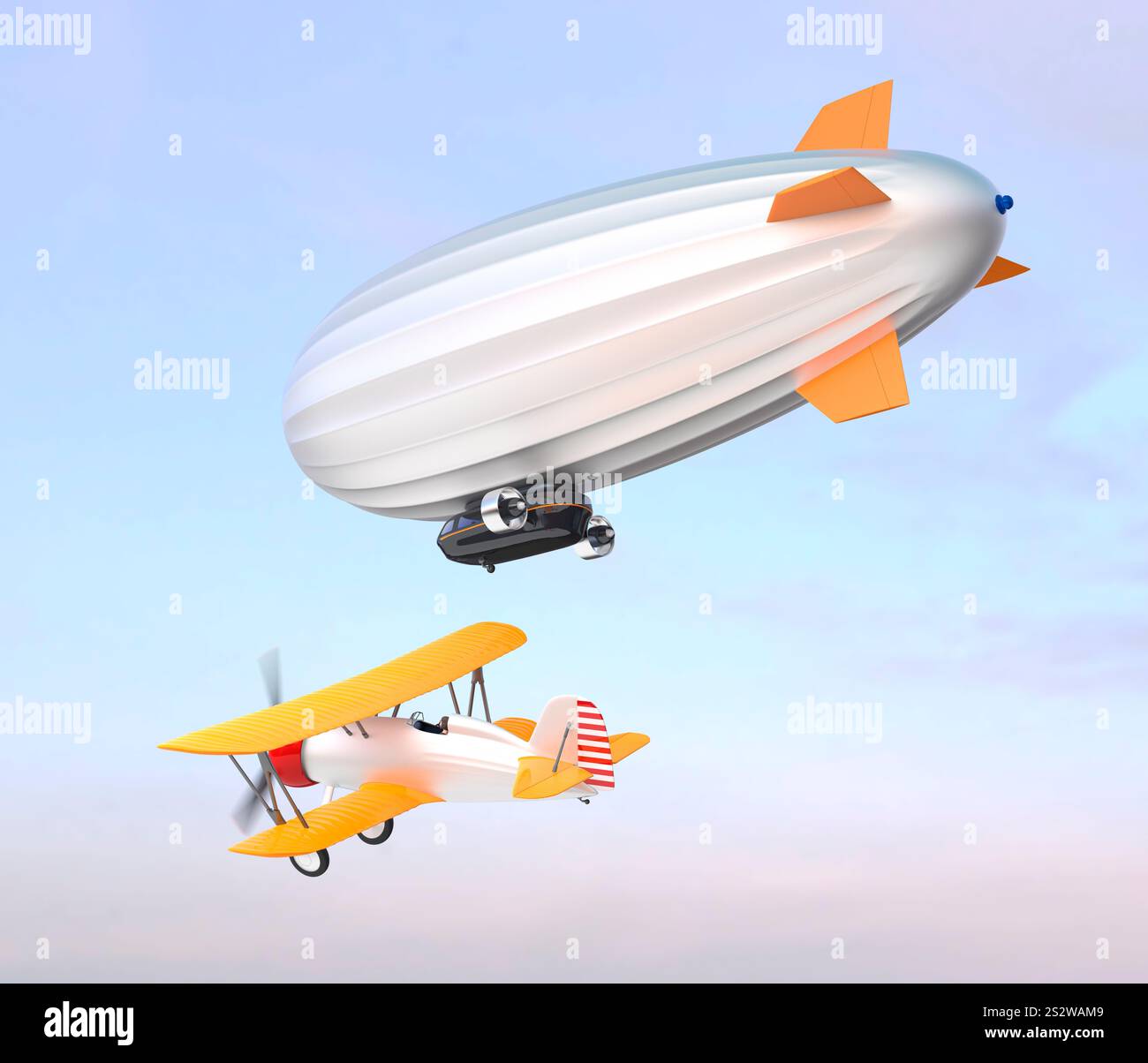 Airships and biplanes in flight Stock Photo - Alamy